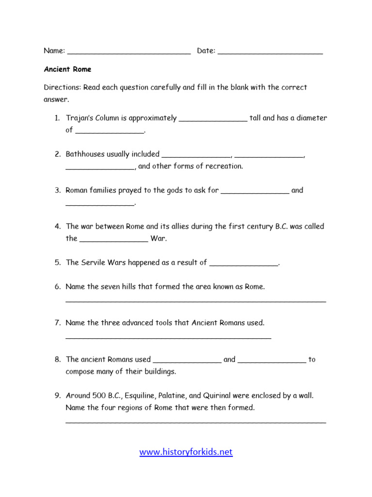 Ancient Rome Quiz and Answers | PDF | Social Science | Travel
