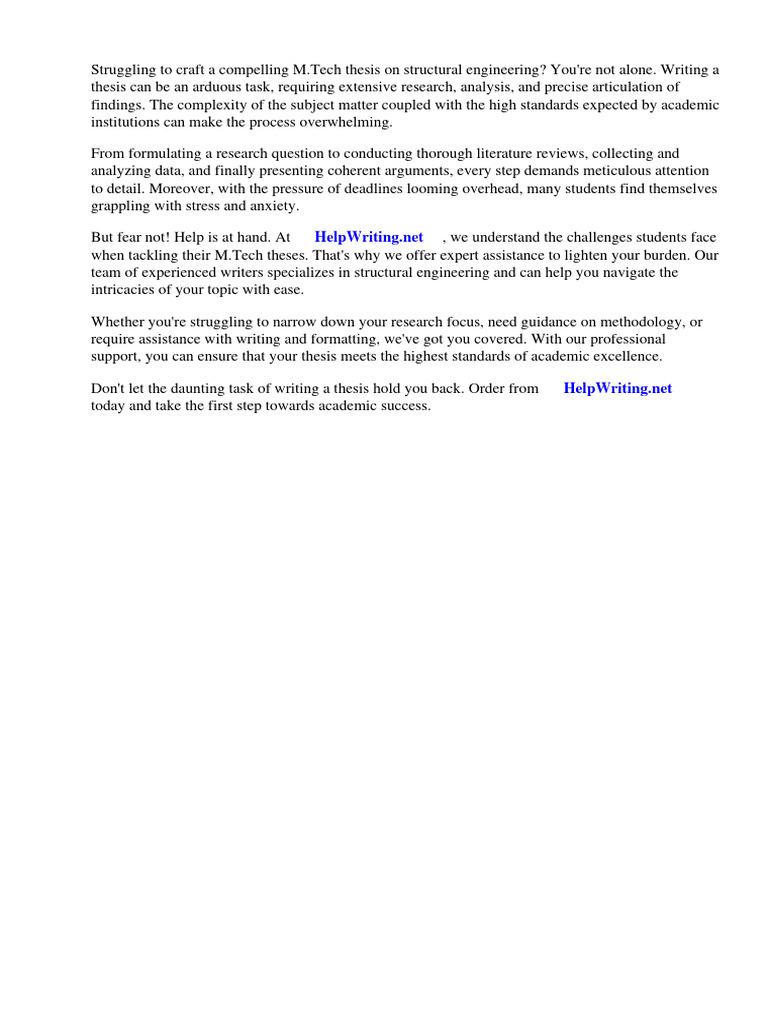 M.tech Structural Engineering Thesis Topics | Download Free PDF | Thesis | Engineering