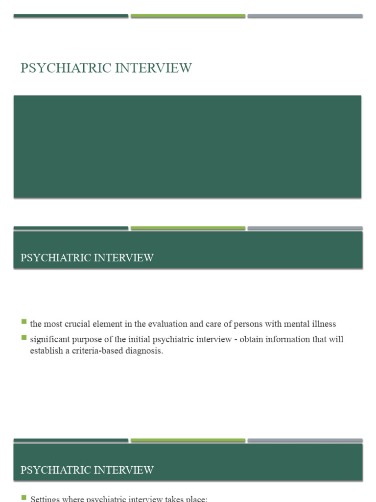 Psychiatric Interview | PDF | Psychiatry | Patient