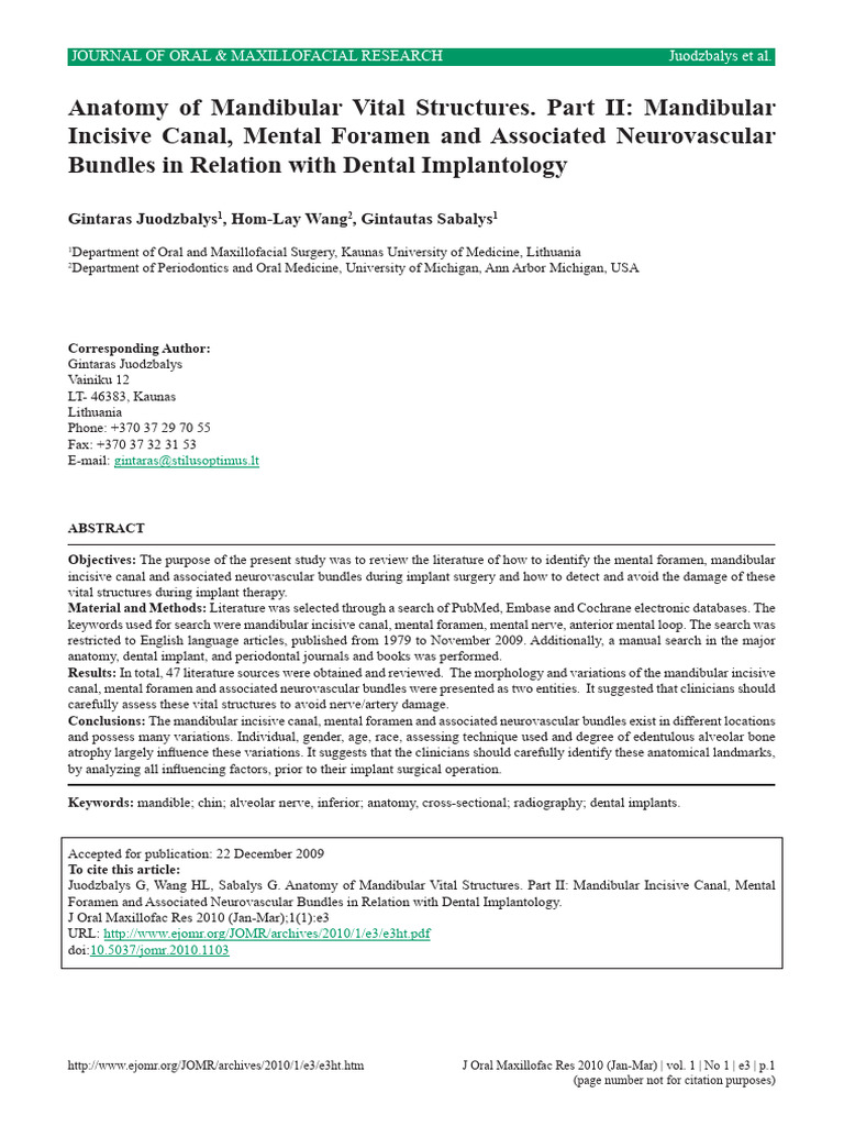 Anatomy Of Mandibular Vital Structures Part Ii Mandibular Incisive
