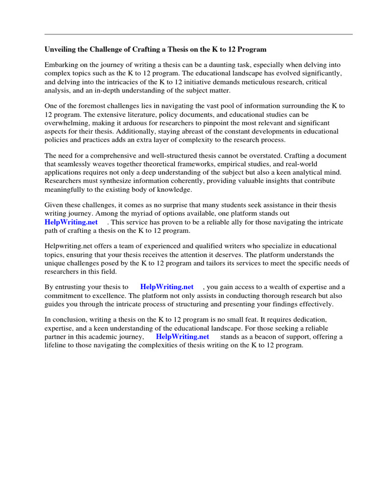 Thesis Title About K To 12 Program | PDF | Thesis