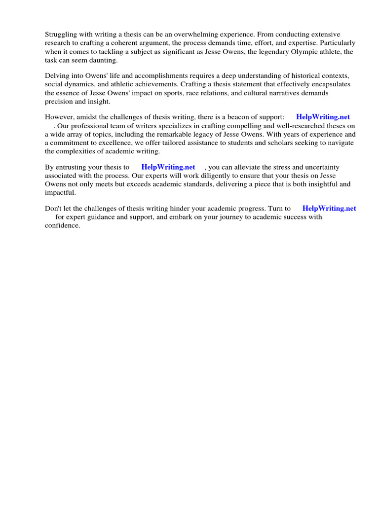 Jesse Owens Thesis Statement | PDF | Expert