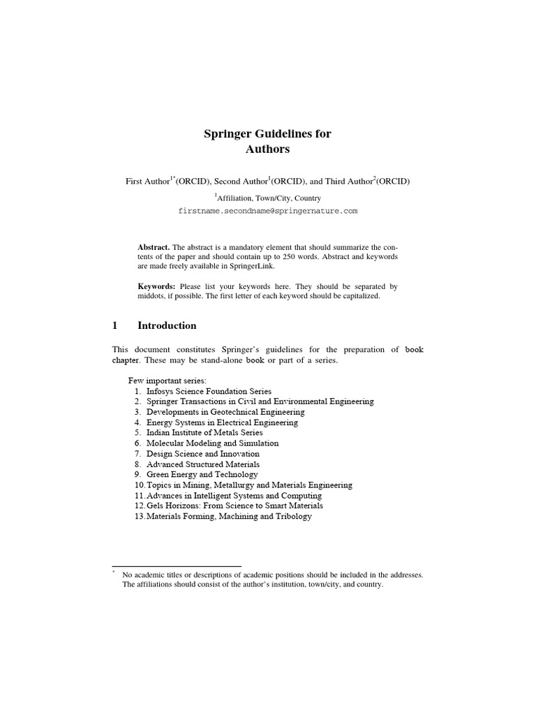 Springer Guidelines For Authors | PDF | Electronic Publishing | Note ...