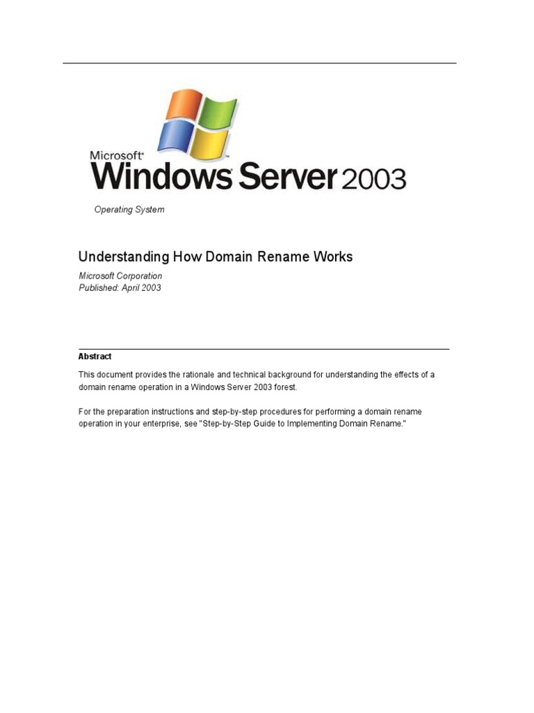 Domain Rename Intro | PDF | Active Directory | Domain Name System