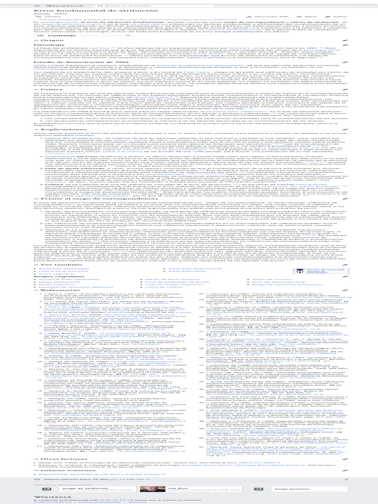 Error de Atribución Fundamental - Wikipedia | PDF
