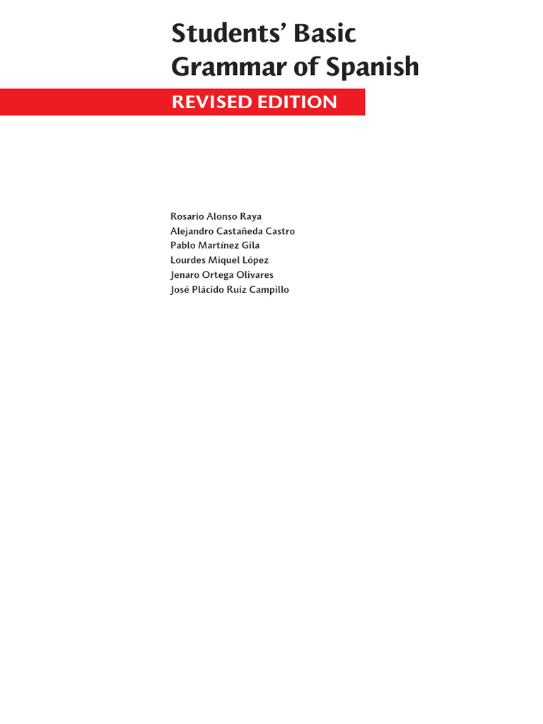 Students Basic Grammar of Spanish | PDF