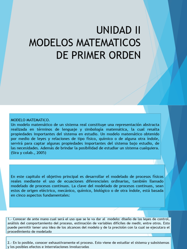 Dpi Unidad Ii Modelos de Primer Orden | PDF | Ecuaciones | Variable (Matemáticas)