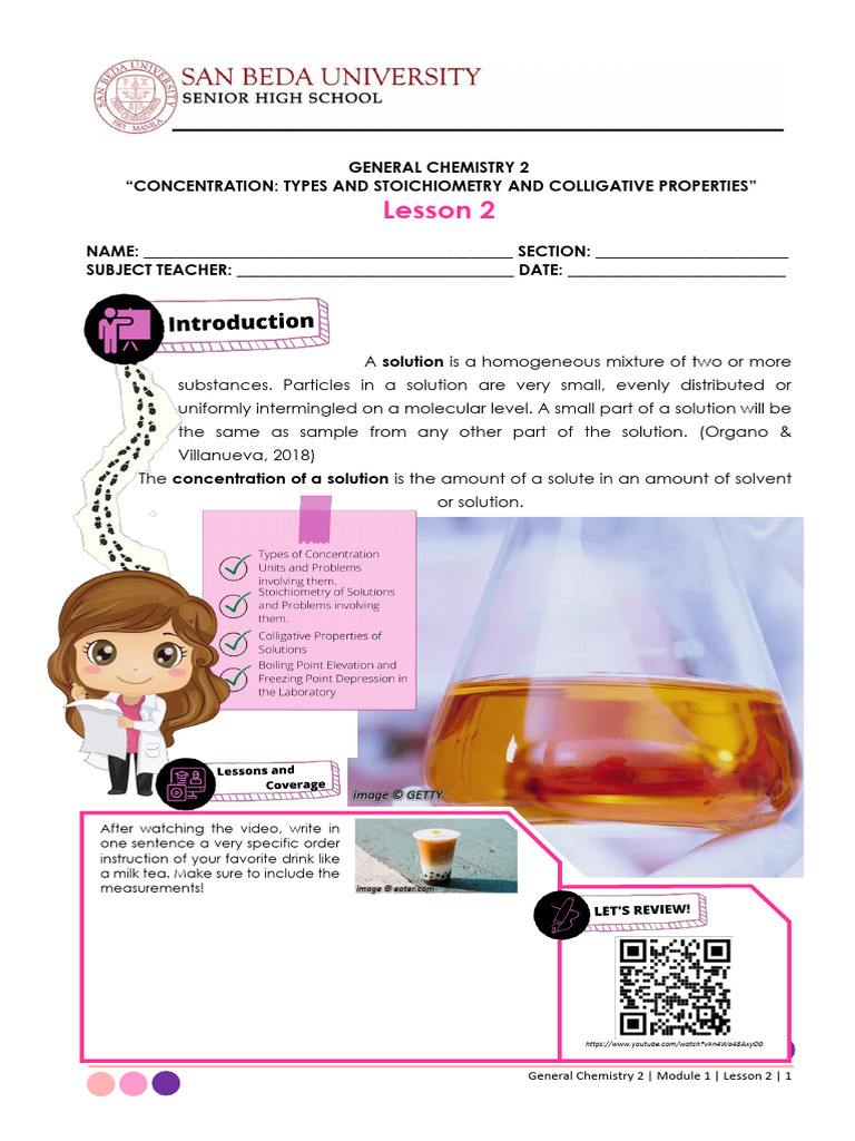GC2 M1L2 - Concentration Units, Stoichiometry, and Colligative ...