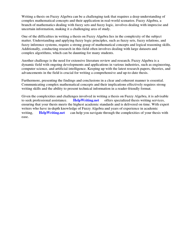 Fuzzy Algebra Thesis | PDF | Fuzzy Logic | Artificial Intelligence