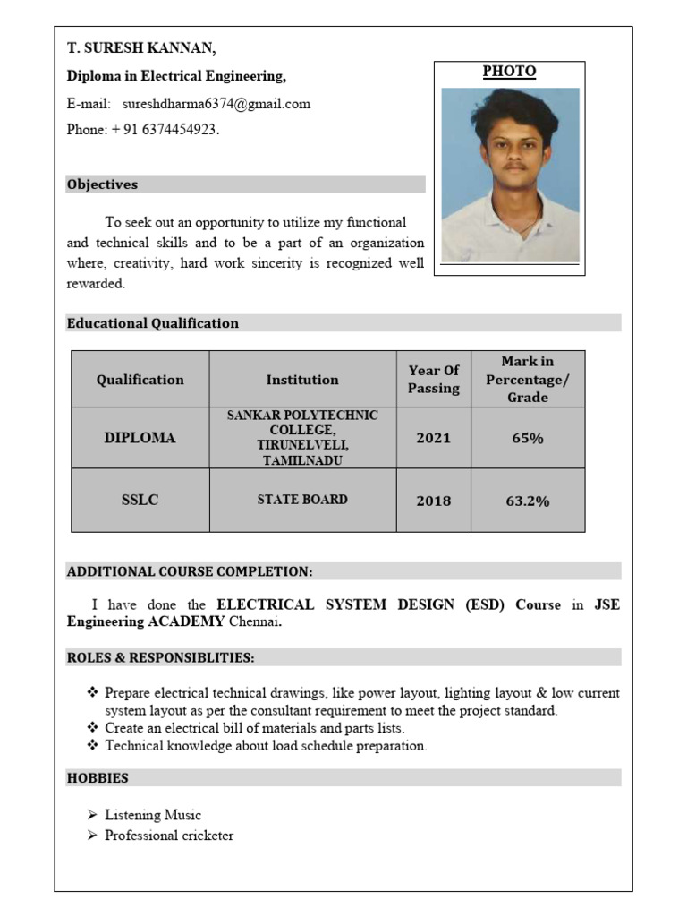 Suresh Electrical Drafter CV | PDF