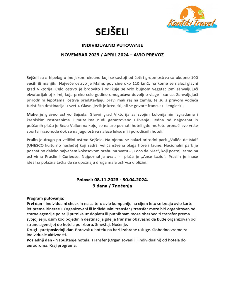 Sejseli Program 2023 24 - Kontiki - Rs | PDF