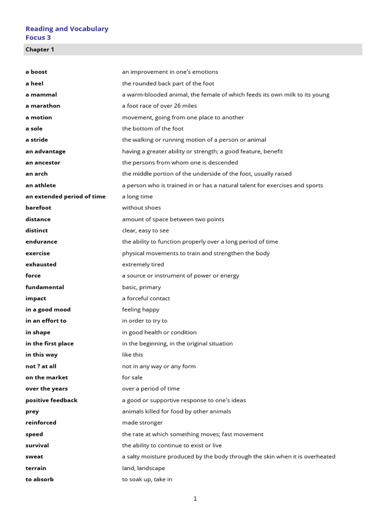 Vocabulary Focus 3 Overview | PDF