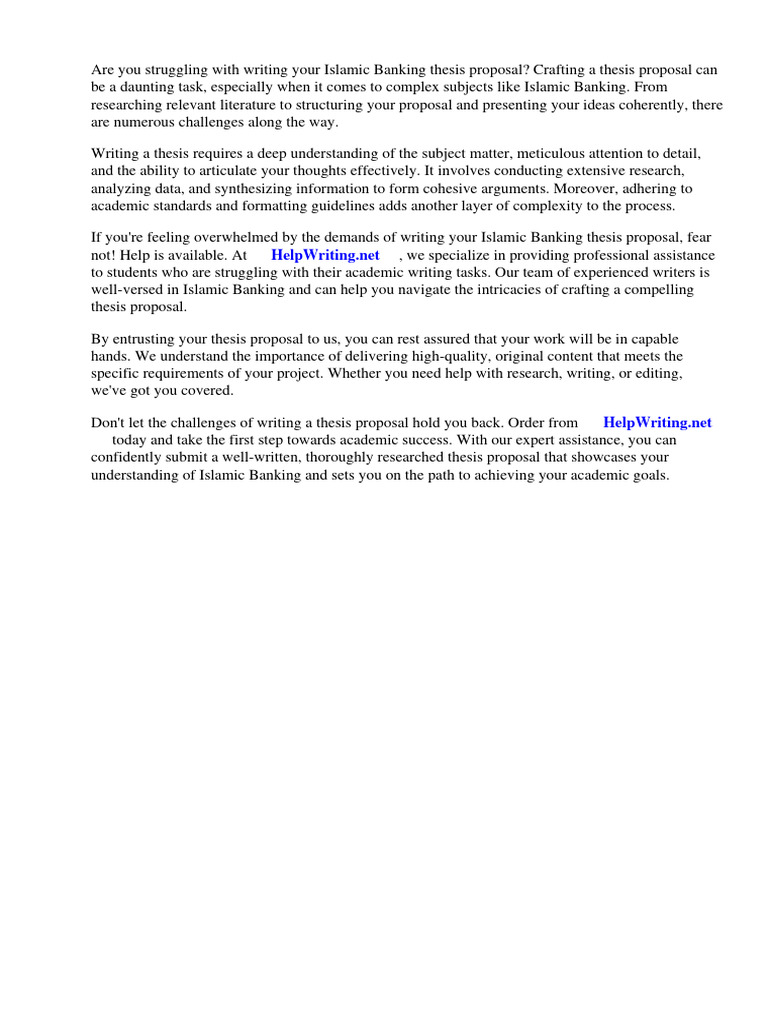 Islamic Banking Thesis Proposal | PDF | Islamic Banking And Finance | Interest
