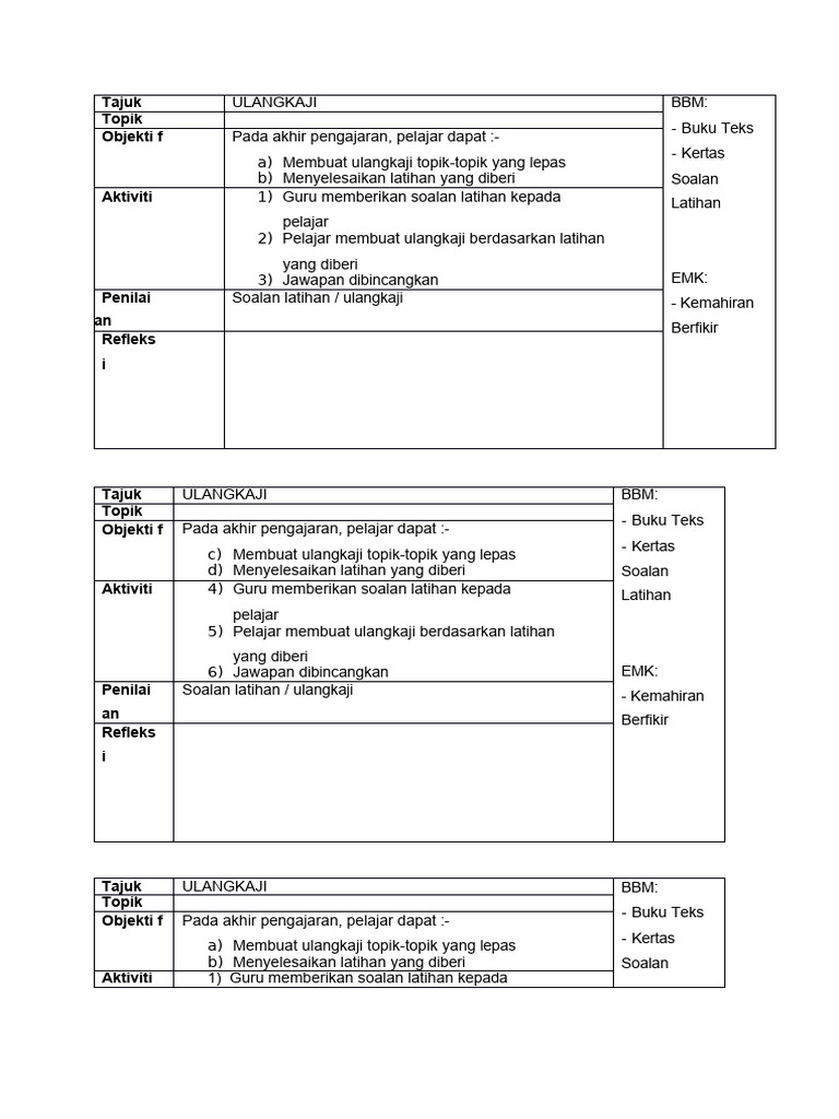 RPH Ulangkaji PDF Free | PDF