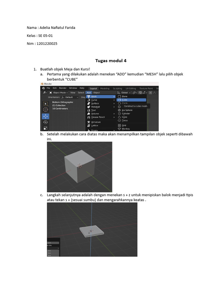 Tugas Modul 4 Animasi Dan Permodelan 3D | PDF