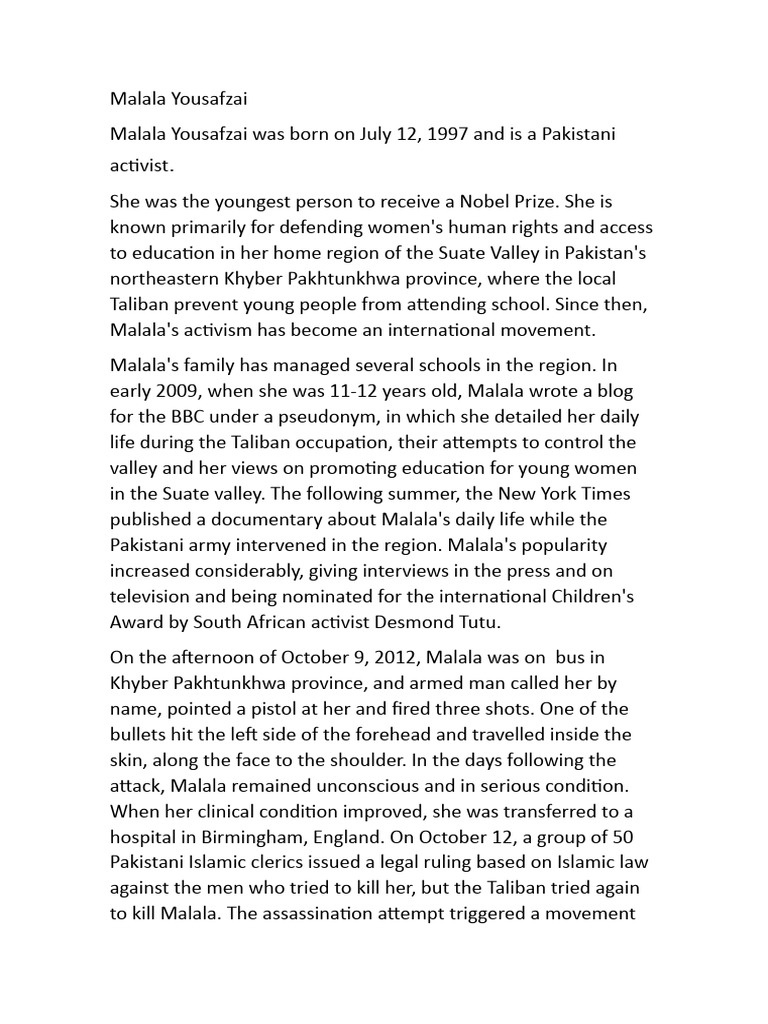 Malala Yousafzai | Download Free PDF | Malala Yousafzai