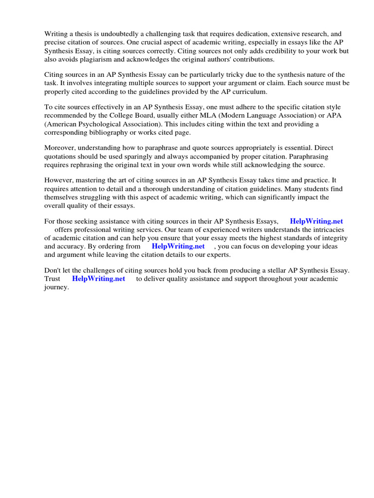 How To Cite Sources in AP Synthesis Essay | PDF | Apa Style | Essays
