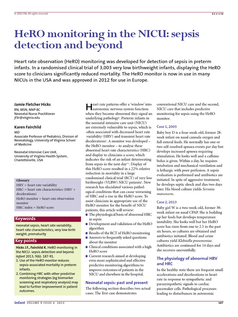 HeRO Monitor: Sepsis Risk in NICU | PDF | Neonatal Intensive Care Unit ...