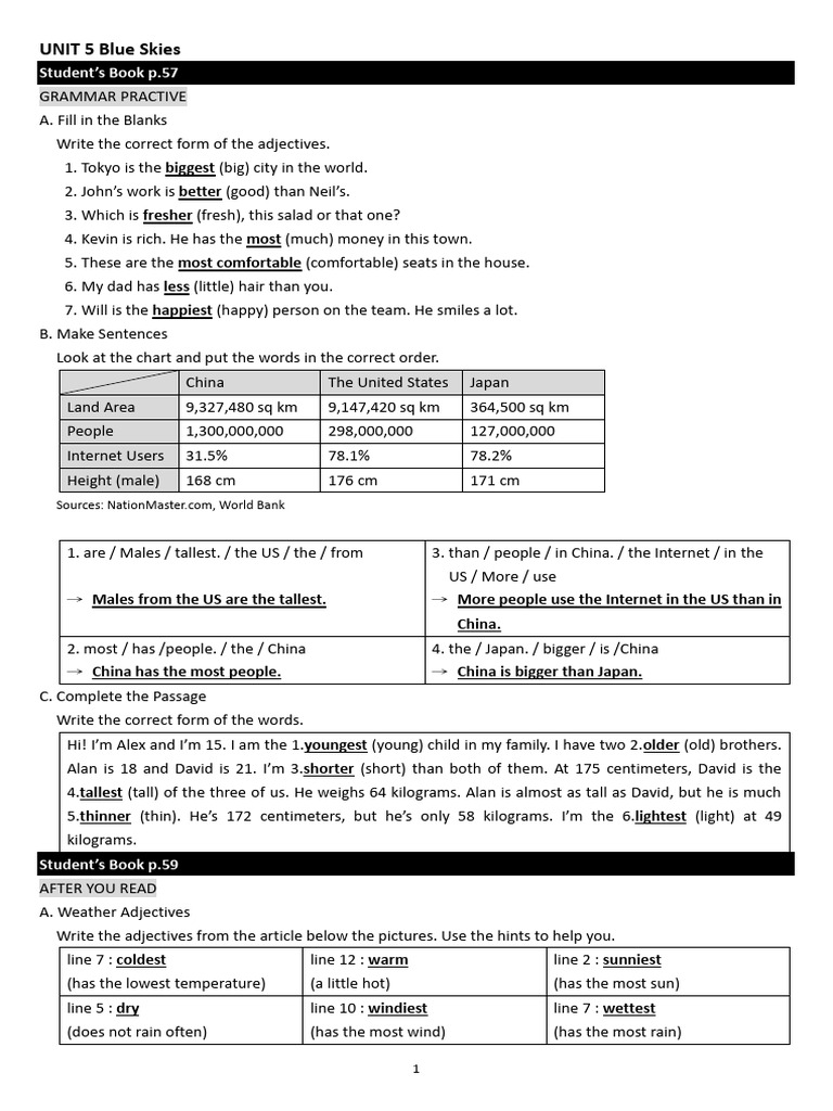 Unit 5-6 Answerkey | PDF | Weather | Rain