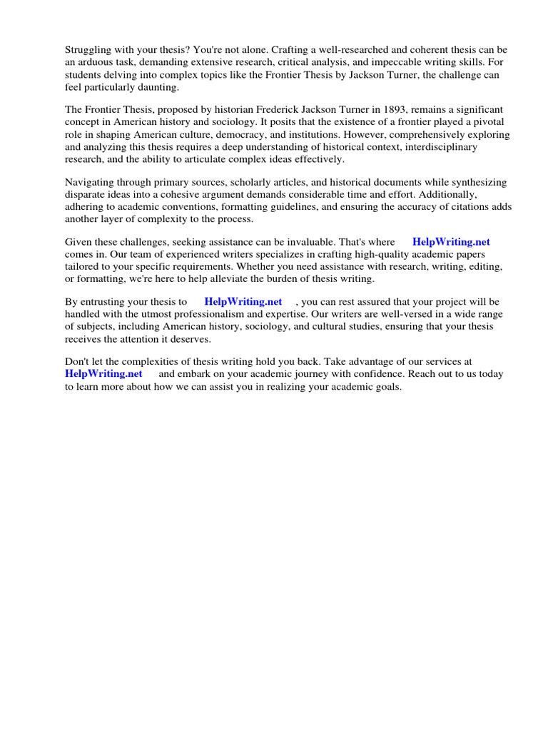 Frontier Thesis Jackson Turner | PDF | Social Science | Travel