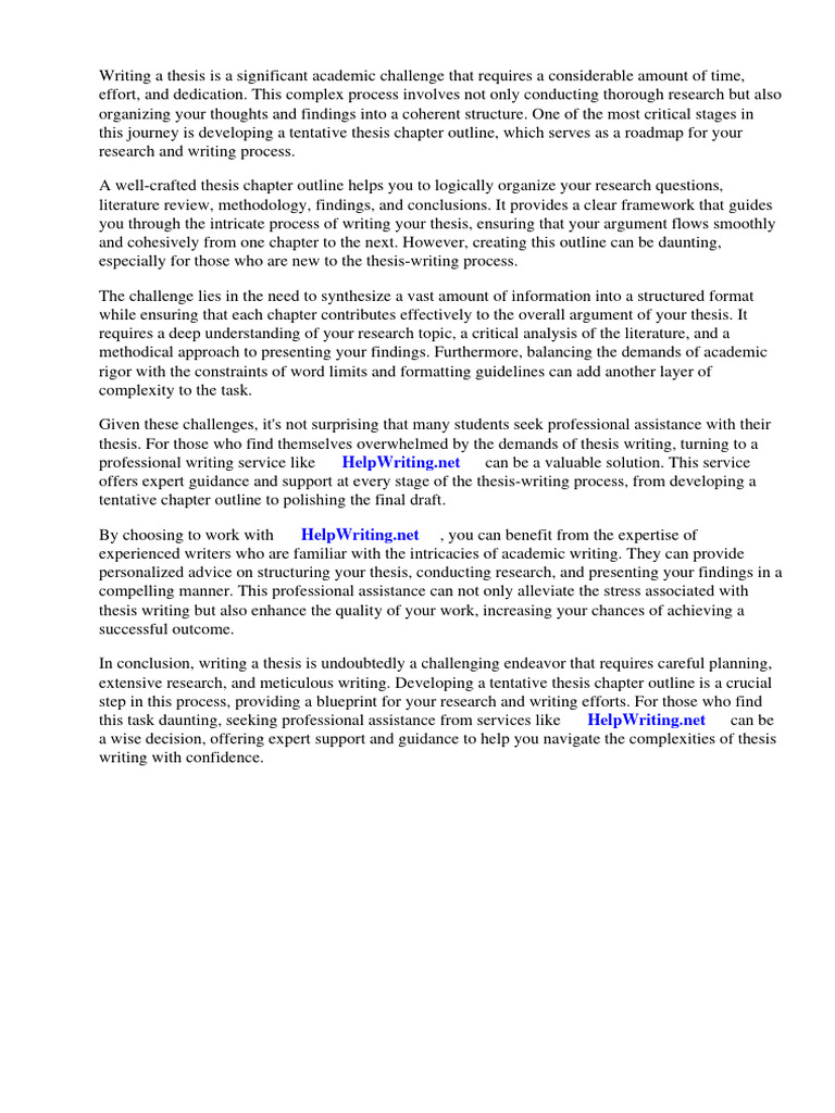 Tentative Thesis Chapter Outline | Download Free PDF | Thesis | Essays
