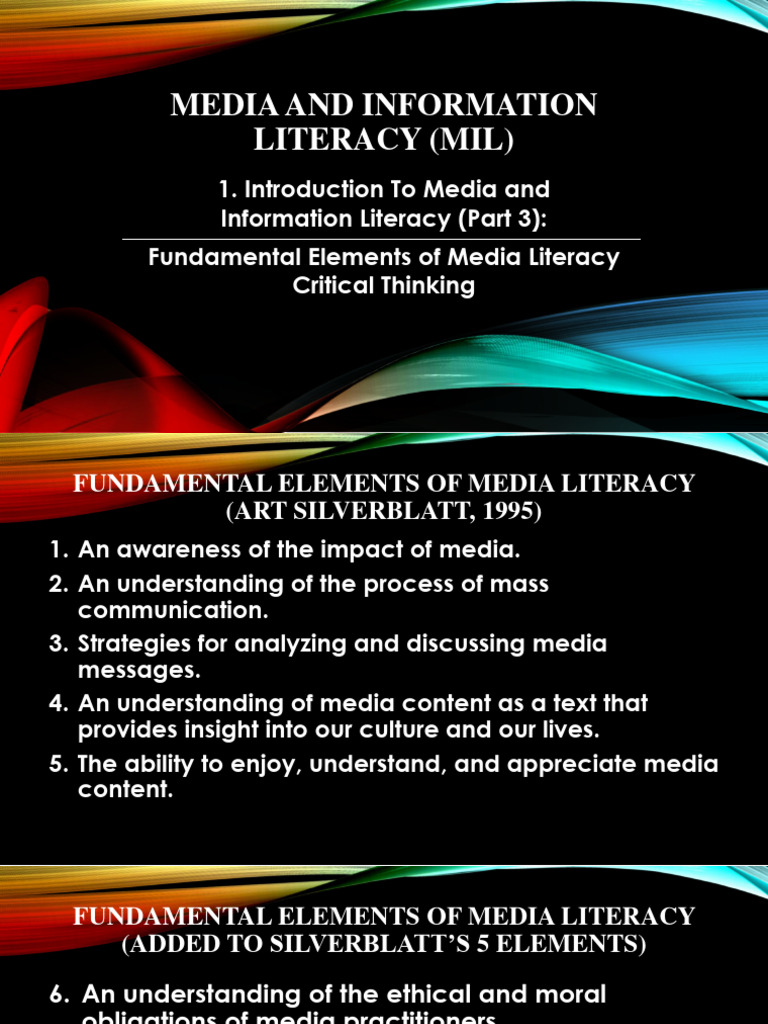 Introduction To MIL (Part 3) - Elements of Media Literacy and Critical ...