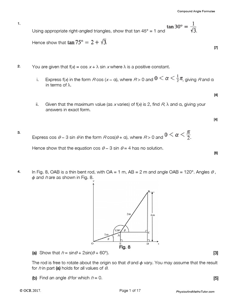 Compound Angle Formulae | PDF | Trigonometric Functions | Angle