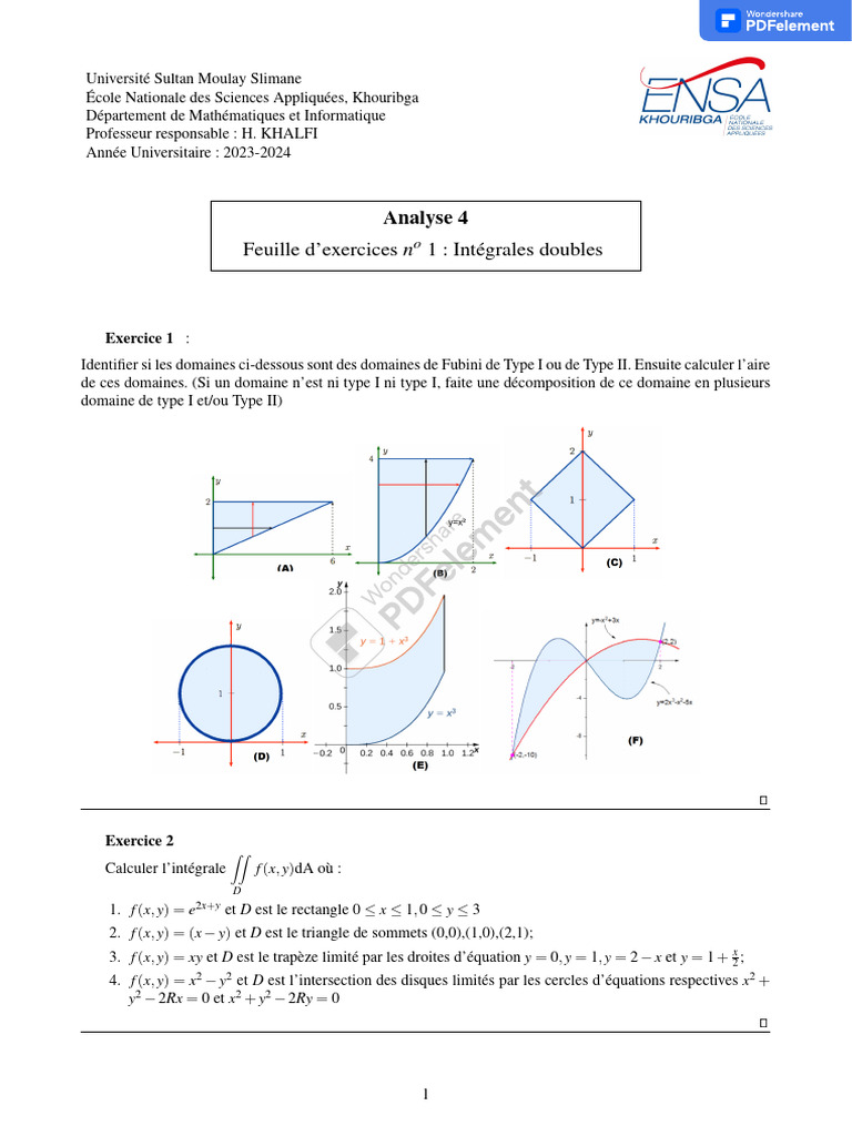 Exercices sur les intégrales doubles | PDF | Intégral | Mathématiques