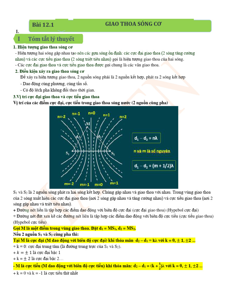 Baì 12.1 Giao Thoa Sóng Cơ CB | PDF