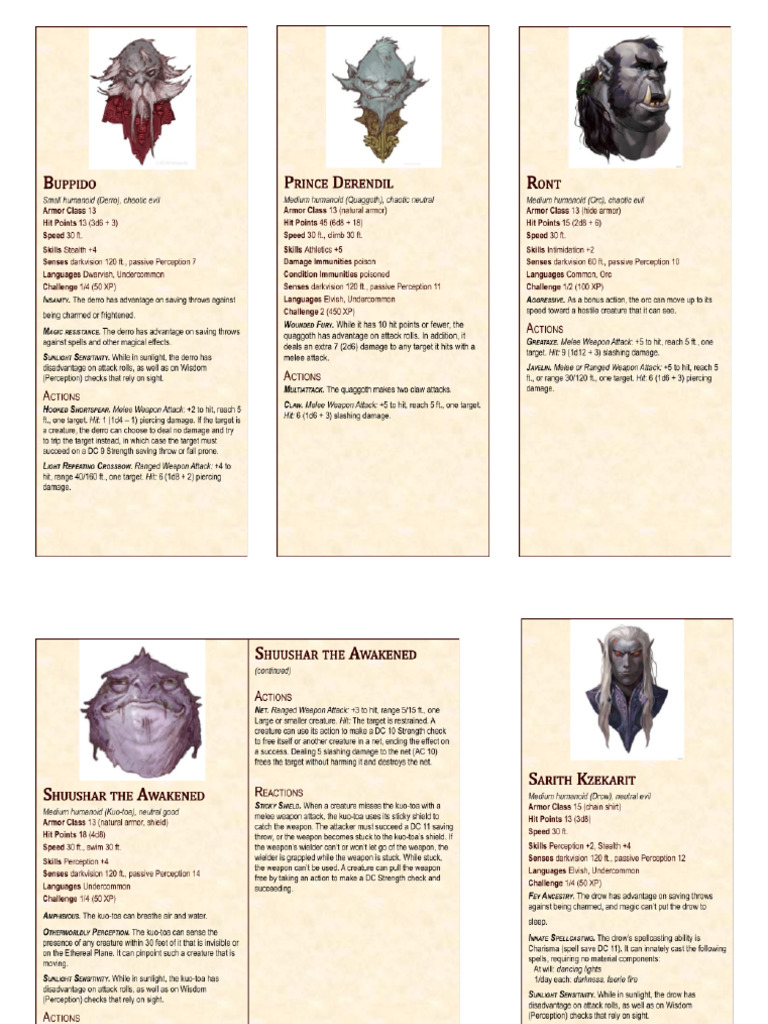 NPC Cards - DM | PDF