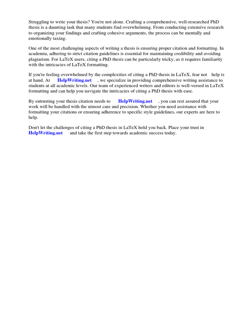 How To Cite A PHD Thesis in Latex | PDF | Citation | Thesis