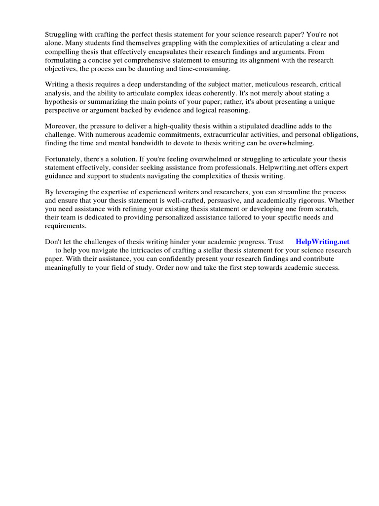 Crafting Science Thesis Statements | PDF | Thesis | Essays