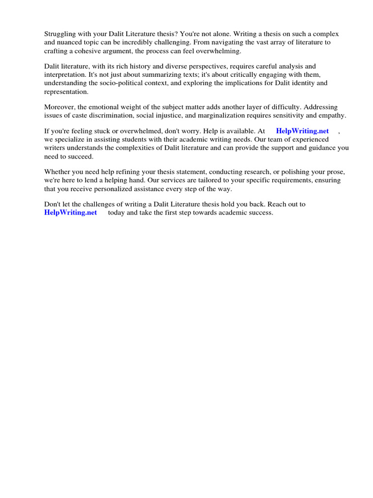 Dalit Literature Thesis | PDF | Dalit | Caste