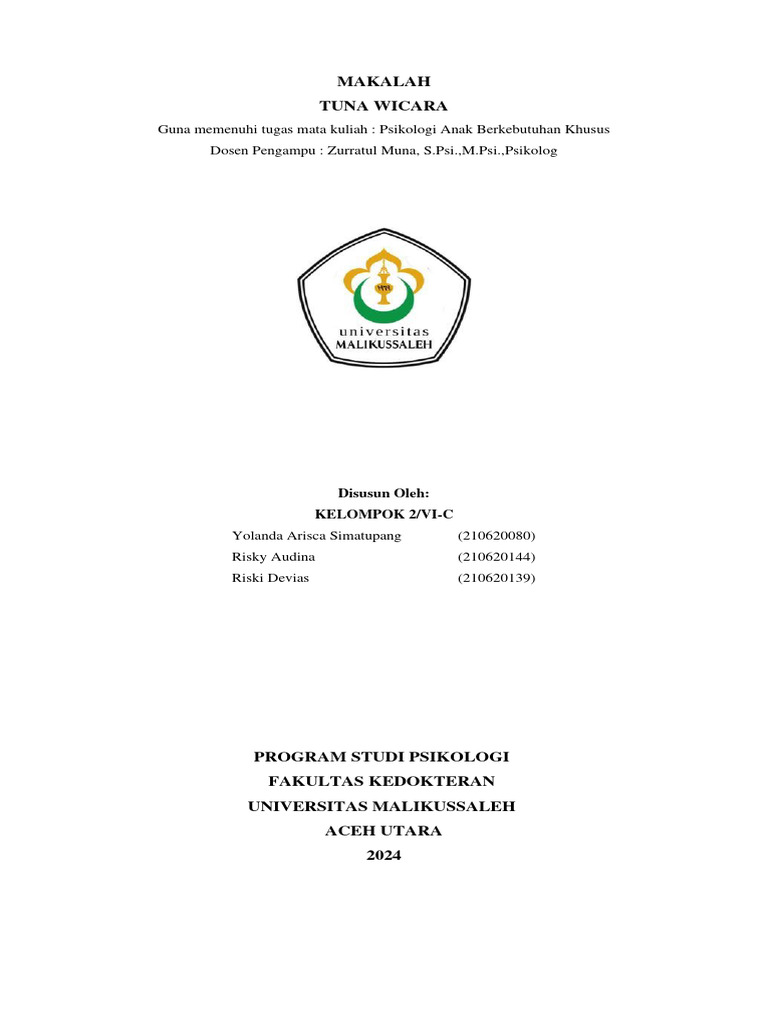 Tuna Wicara Abk Kel 2 | PDF | Karier & Perkembangan | Kesehatan Holistik