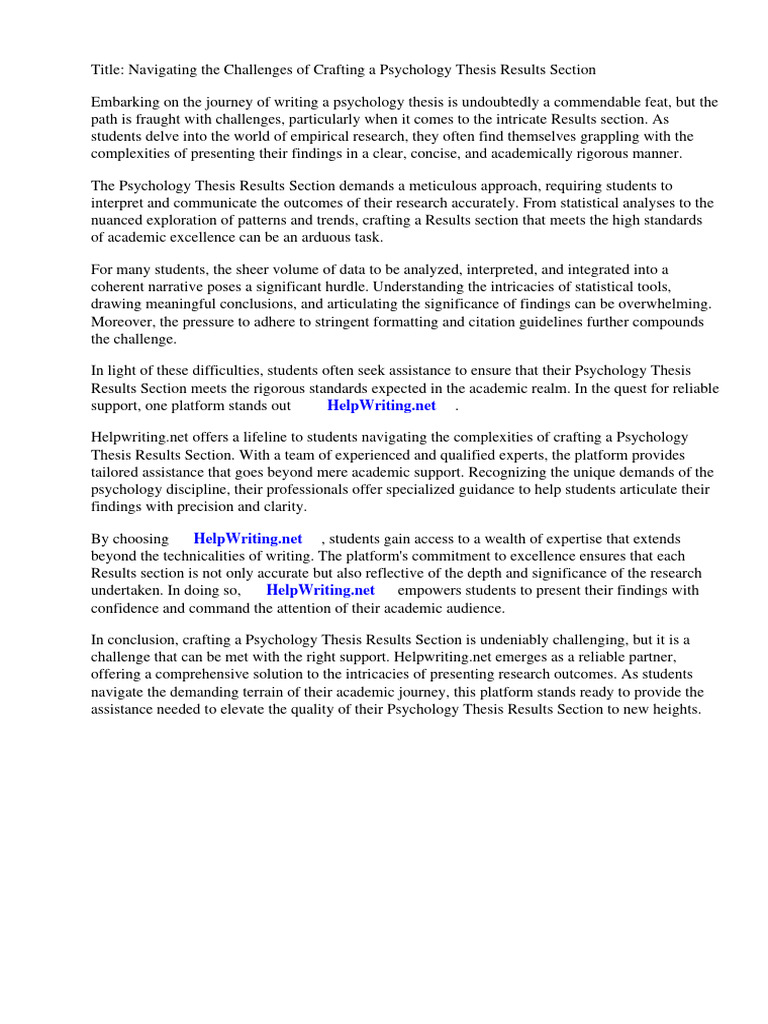 Psychology Thesis Results Section | PDF | Psychology | Methodology
