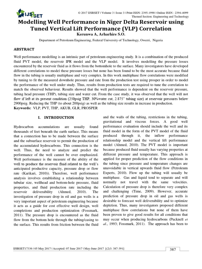 Niger Delta Well Performance Modeling | PDF