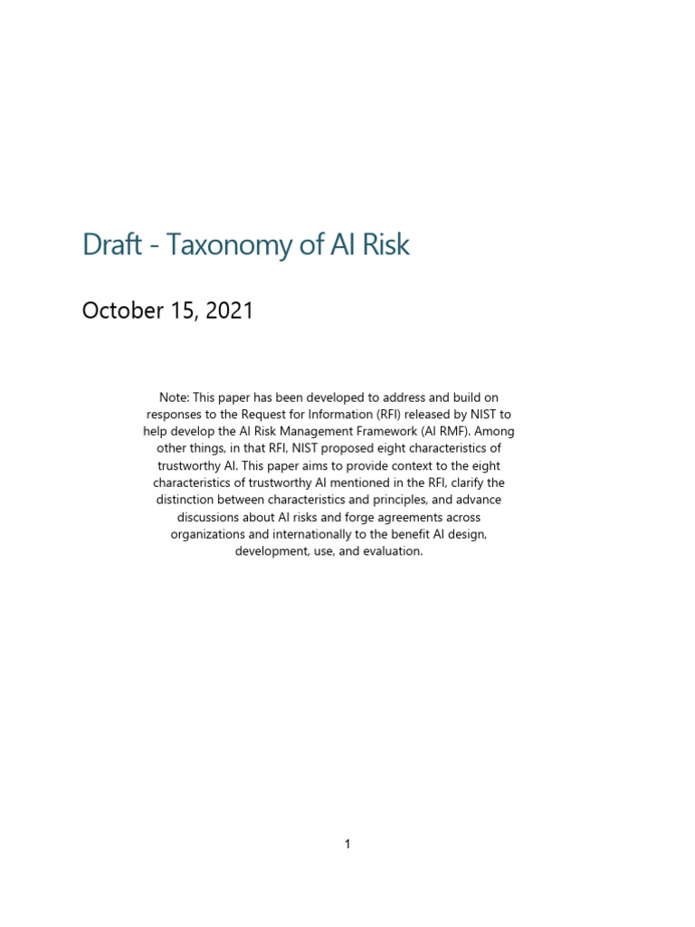 NIST - Taxonomy AI Risk | PDF | Machine Learning | Artificial Intelligence