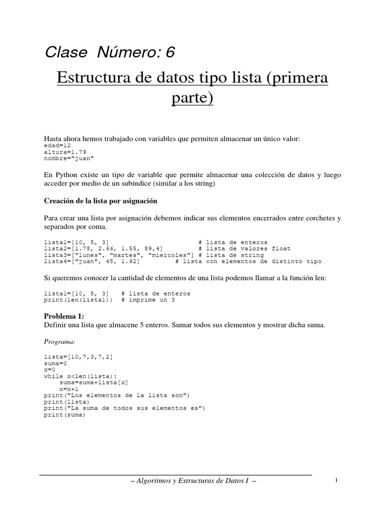 Programacion 1 - Clase 6 - P1 | PDF | Python (lenguaje de programación) | Algoritmos