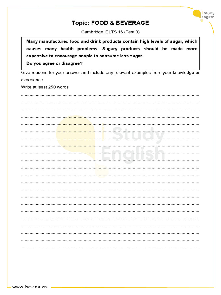 ISE IELTS Writing Task 2 Cambridge IELTS 16 Test 3 | PDF | Obesity | Sugar