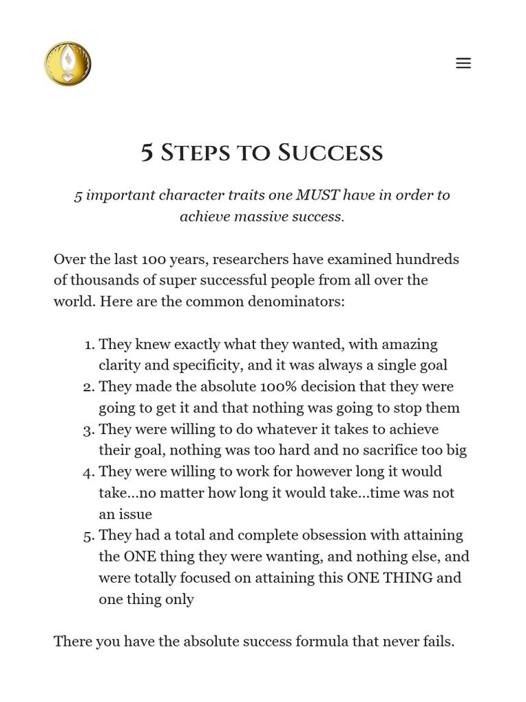 5 Steps To Success - GuruKev | PDF 5 Steps To Success - GuruKev | PDF