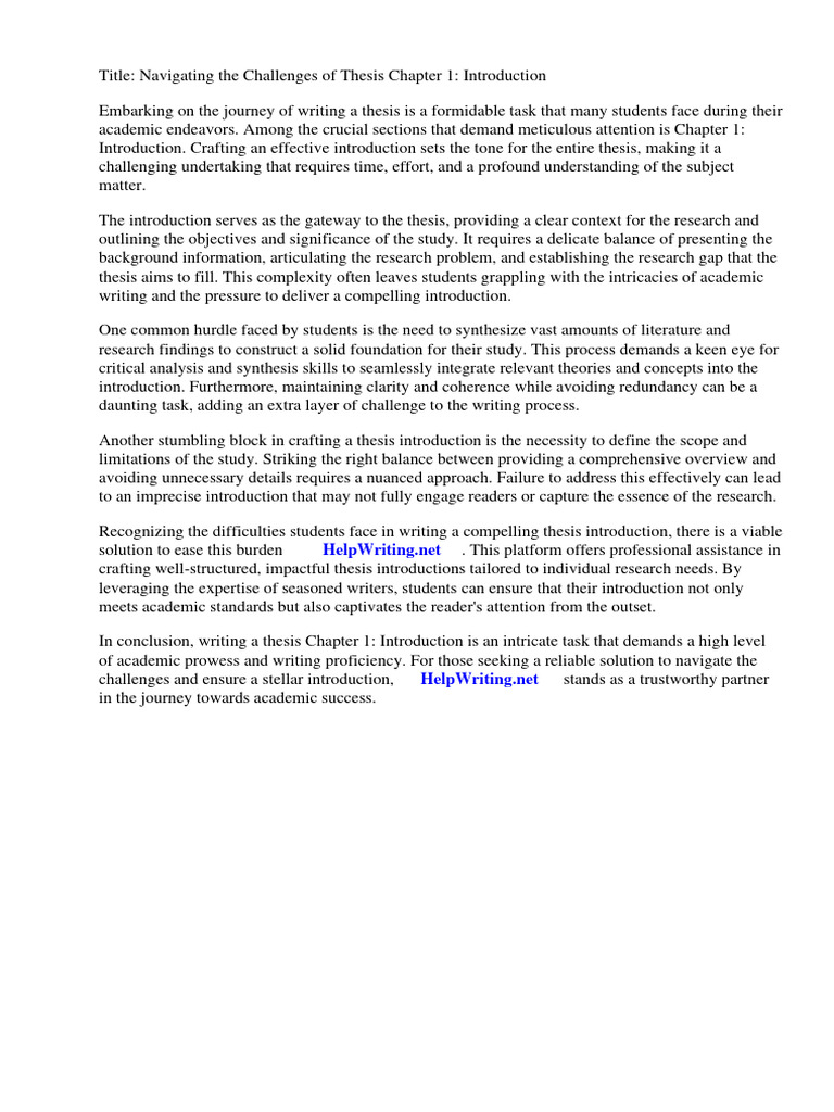 Thesis Chapter 1 Introduction | PDF | Thesis | Irony