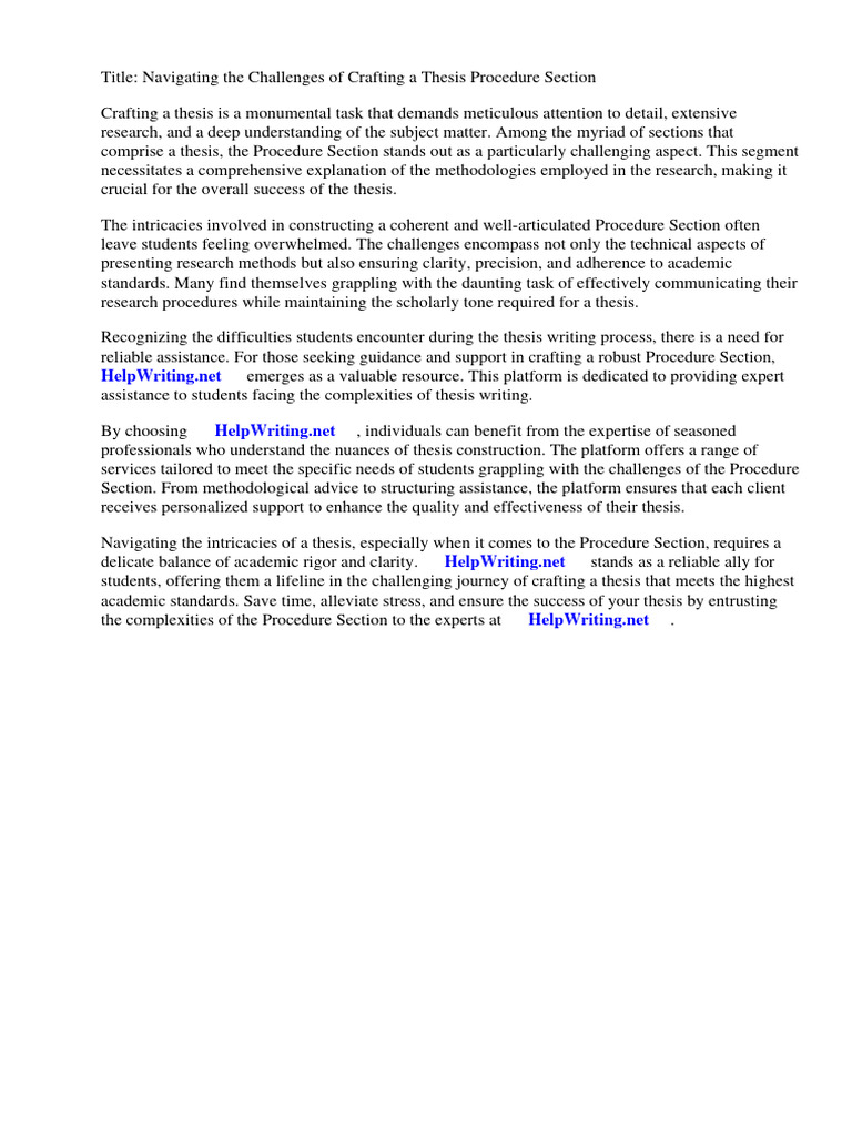 Thesis Procedure Section | PDF | Methodology | Thesis
