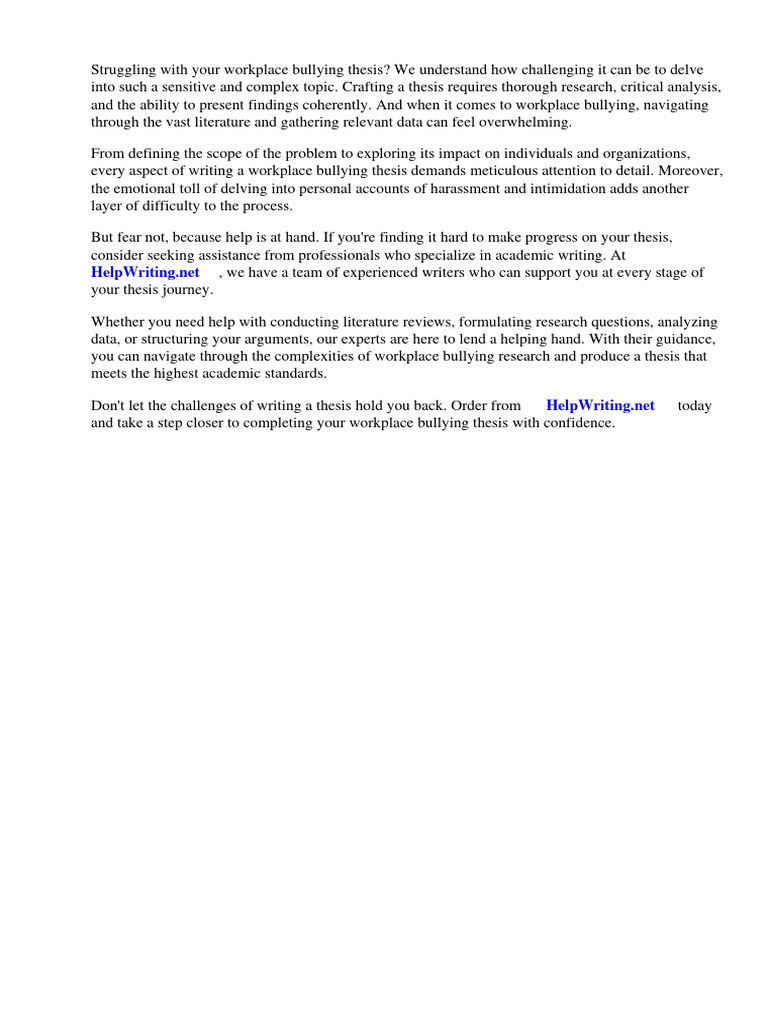 Workplace Bullying Thesis PDF | PDF | Workplace Bullying | Bullying