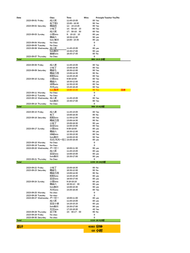 Timesheet Sep 2023 | PDF