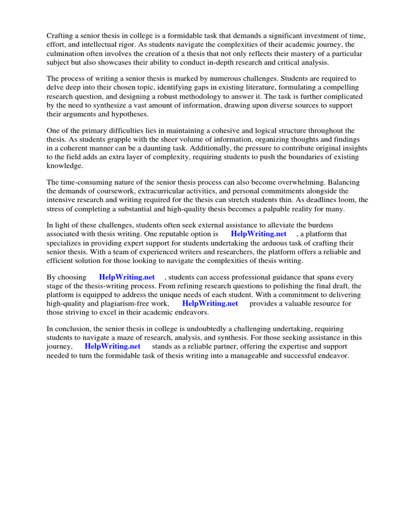 Senior Thesis in College | PDF