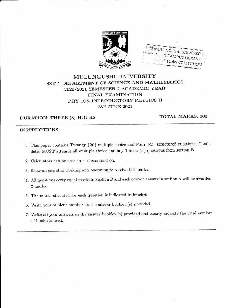 PHY 102, June, 2021 | PDF