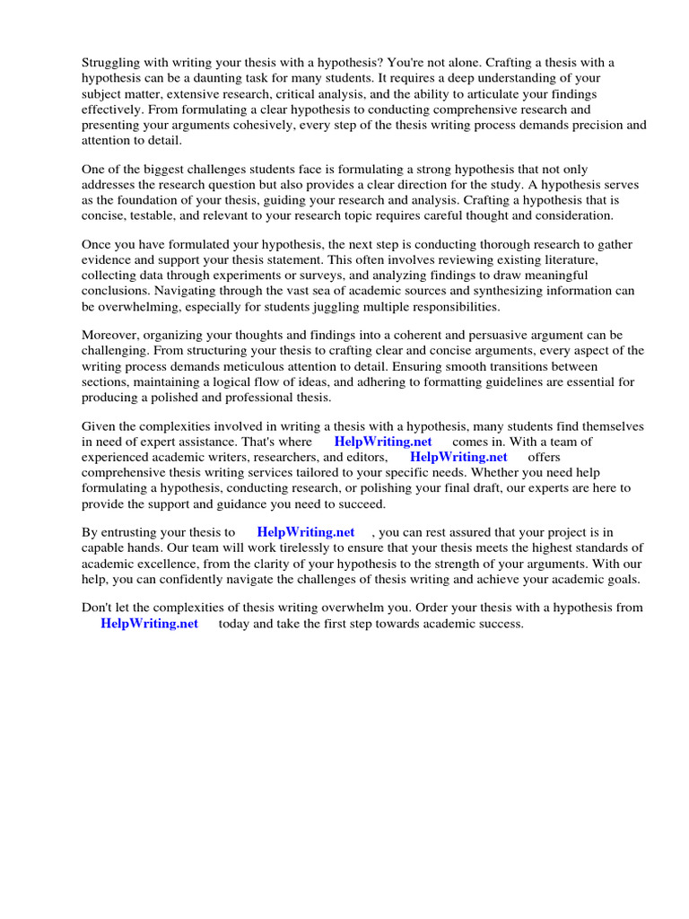 Example of Thesis With Hypothesis | PDF | Hypothesis | Scientific Method