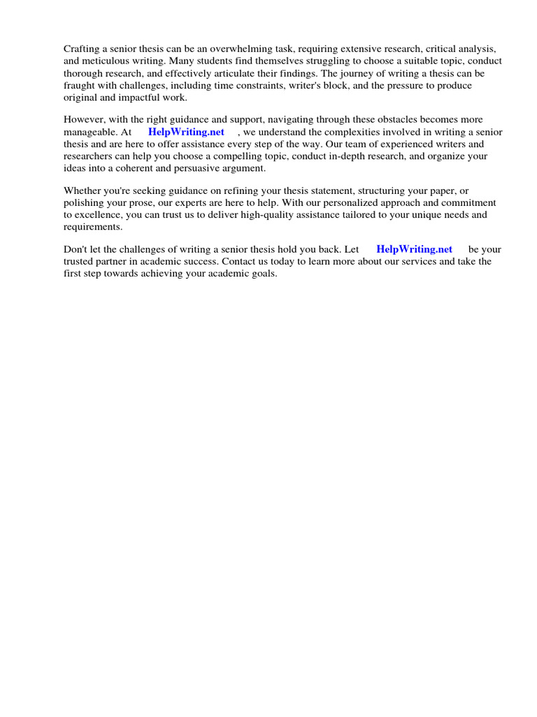 Good Senior Thesis Topics List | PDF