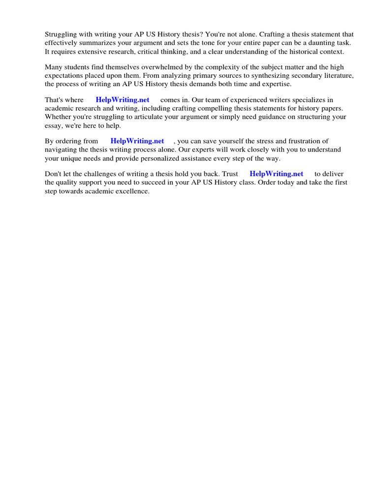 Writing An AP Us History Thesis | Download Free PDF | Essays | Thesis