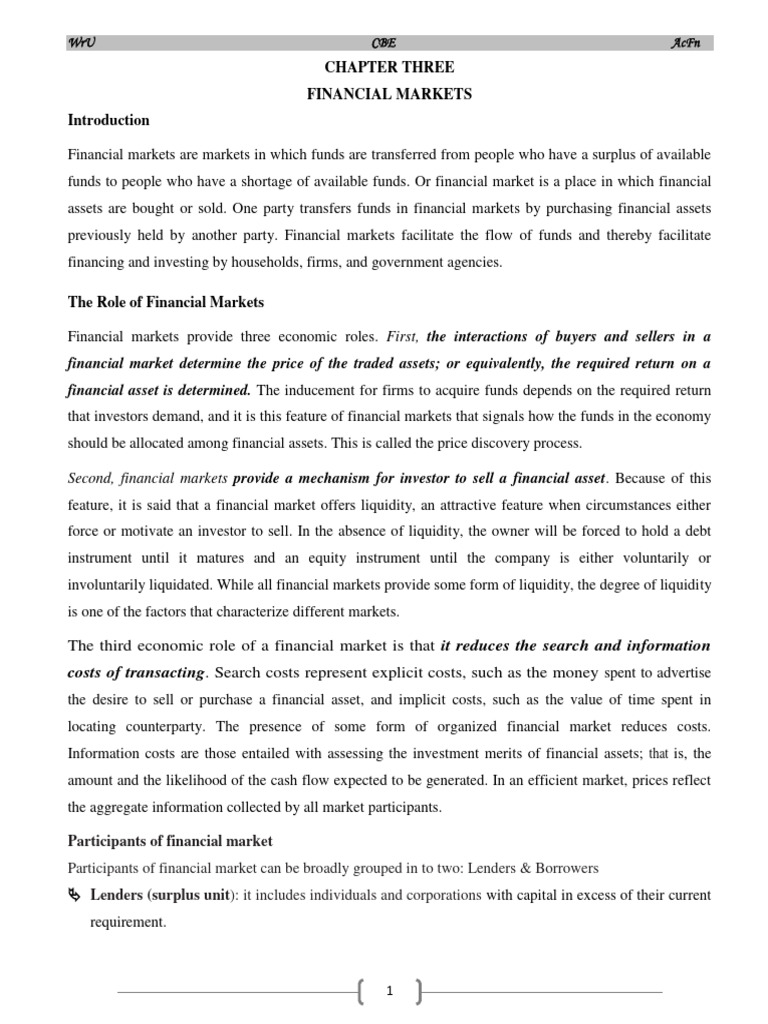 CH3@Financial Markets | PDF | Financial Markets | Derivative (Finance)